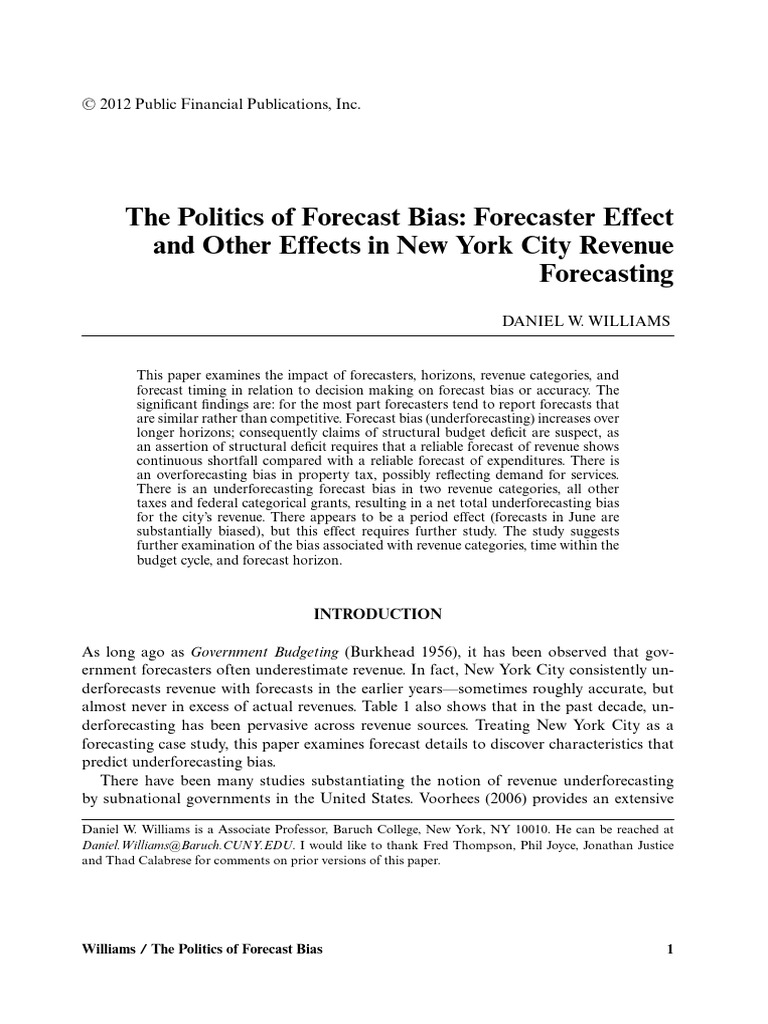 The Politics of Forecast Bias Forecaster Effect | PDF | Forecasting ...