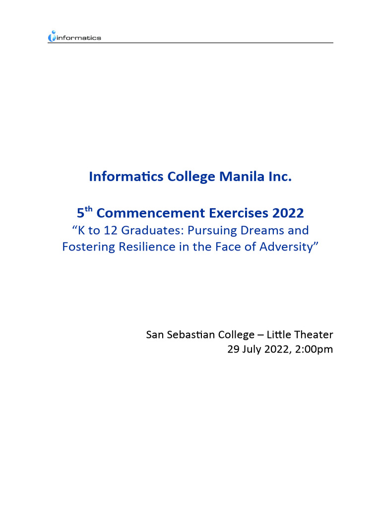 mANILA - Grad-Souvenir-Program-2022-SHS | PDF