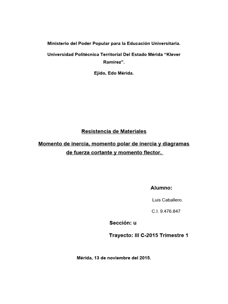 Momento de Inercia y Polar de Inercia | PDF | Rotación | Esfuerzo de ...