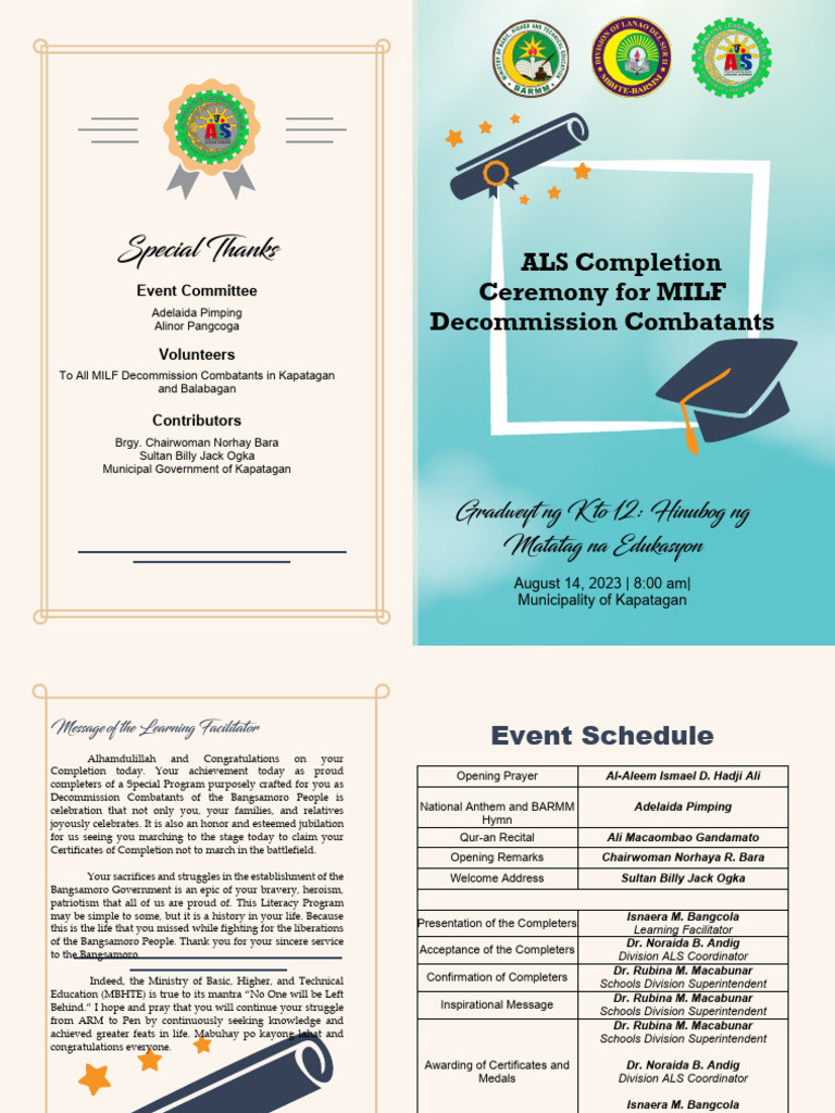 ALS Completion Ceremony | PDF | Prayer | Human Communication