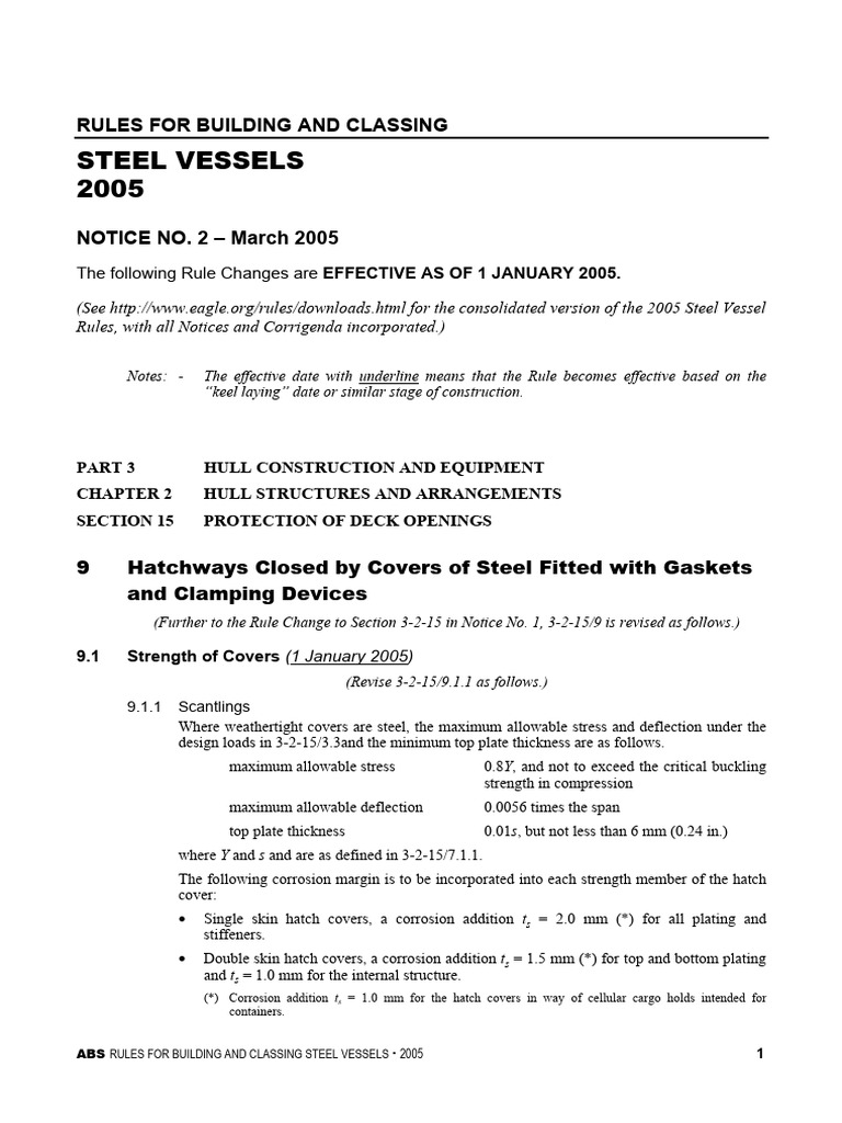 ABS Steel Vessel Rules Update 2005 | PDF | Scuba Diving | Pipe (Fluid ...