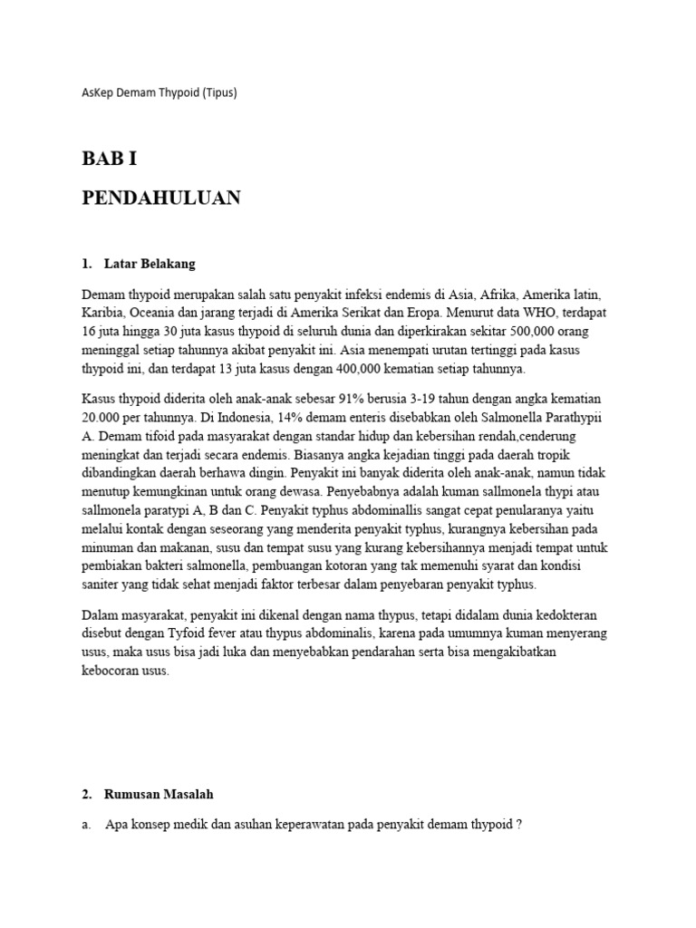 Asuhan Keperawatan Demam Thypoid | PDF