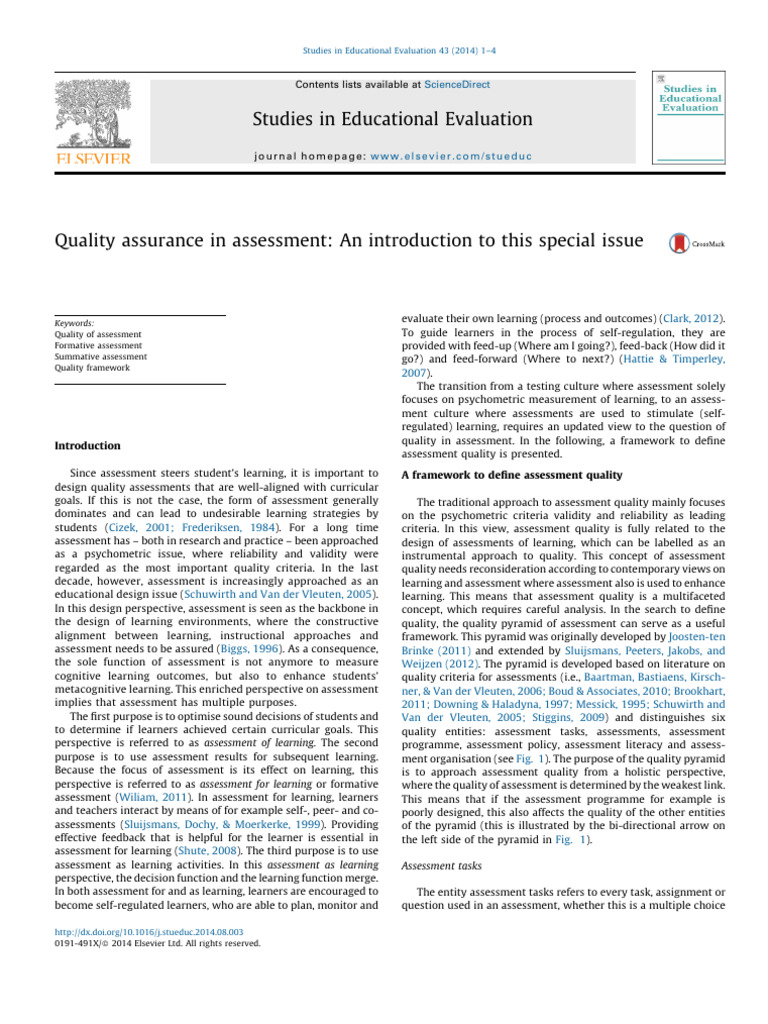 Quality Assurance in Assessment | PDF | Educational Assessment | Educational Assessment And ...