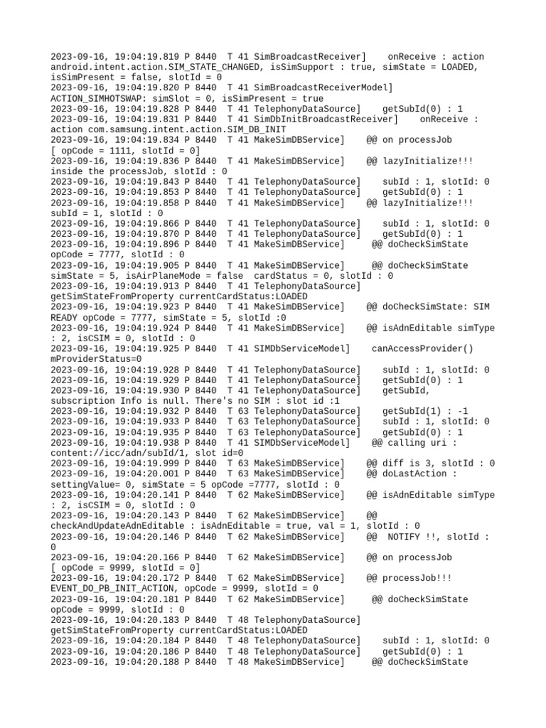 SIM State Change and Database Logs | PDF | Business | Computers