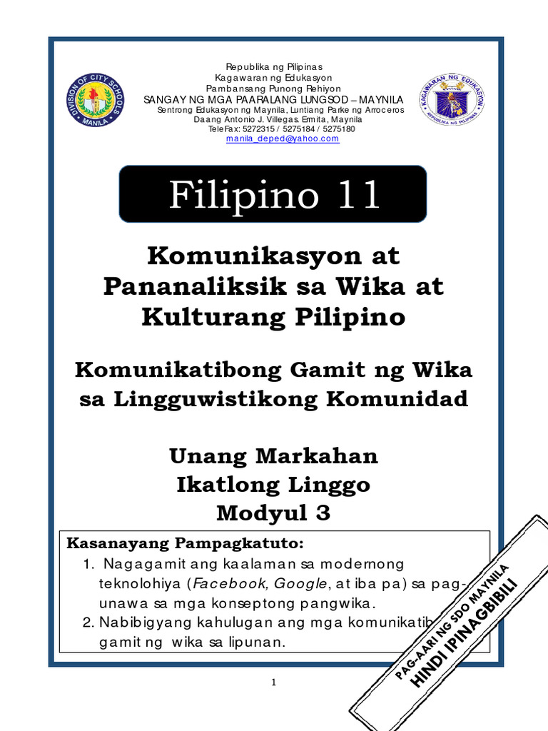 Filipino 11 q1 Mod3 | PDF