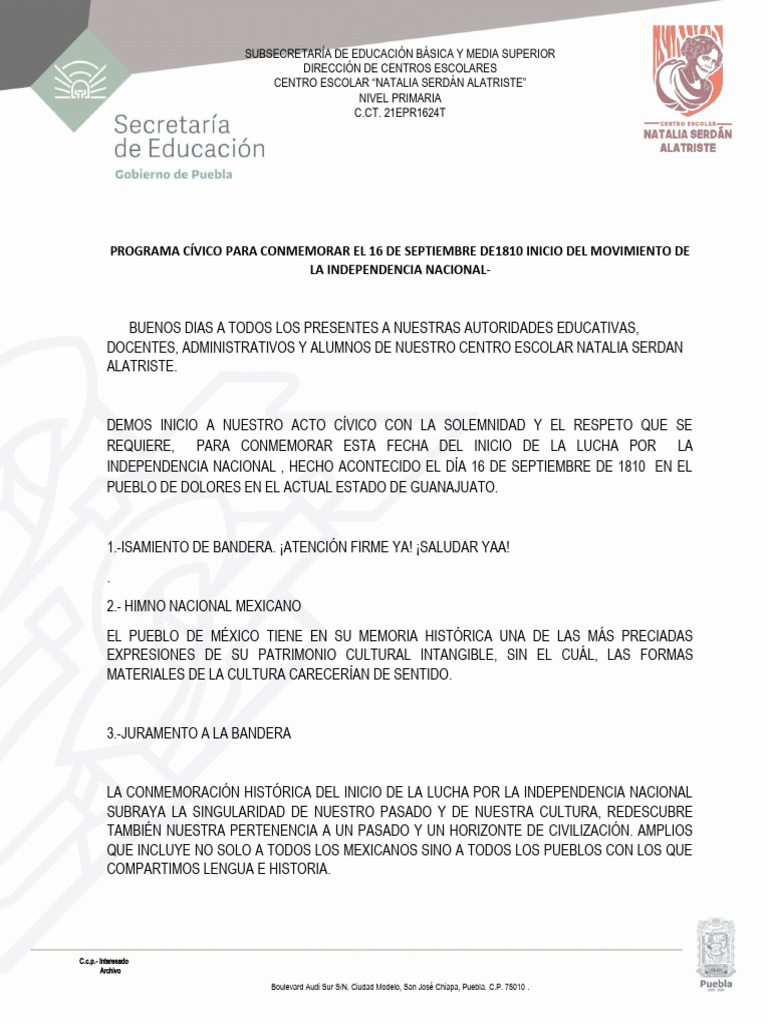 PROGRAMA 15 de Septiembre | PDF | México colonial | México independiente