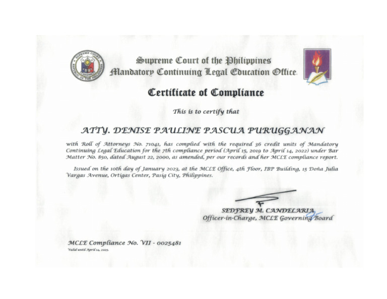 DPPP - MCLE Compliance 2022 | PDF
