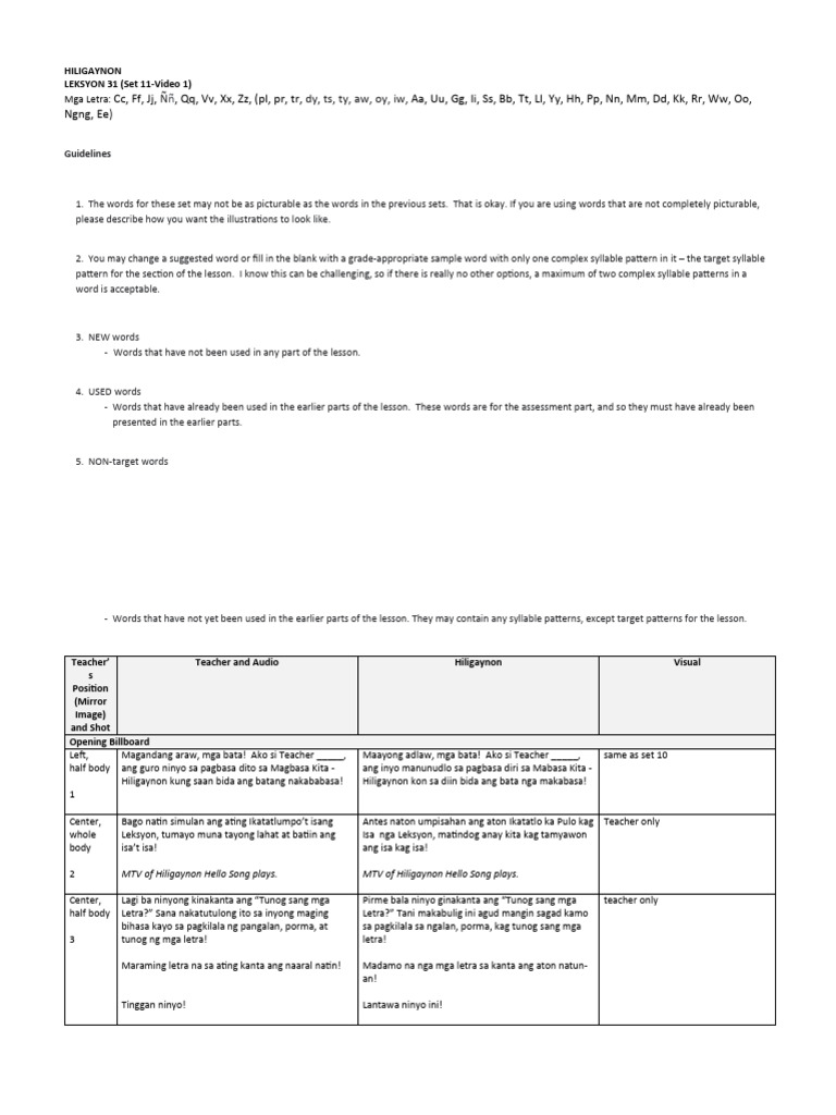BRP Hiligaynon Script S11-L31 | PDF | Linguistics