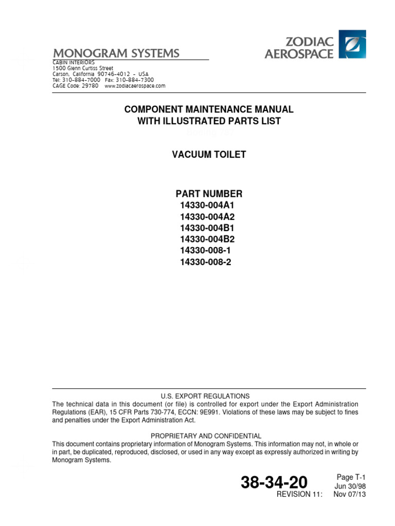 Boeing 787 Vacuum Toilet Manual | PDF