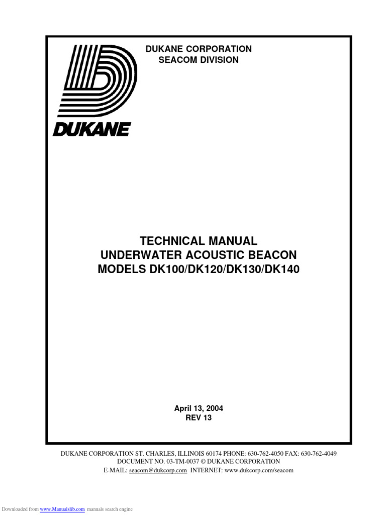DK120 Underwater Beacon Manual | PDF | Drill | Water