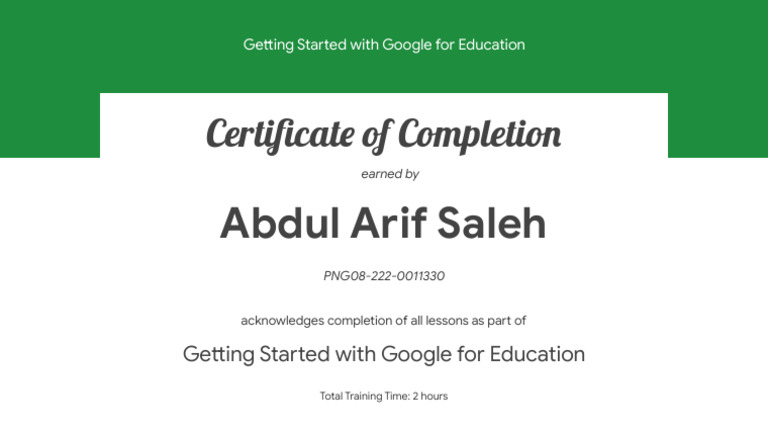 Sertifikat Abdul Arif Saleh | PDF