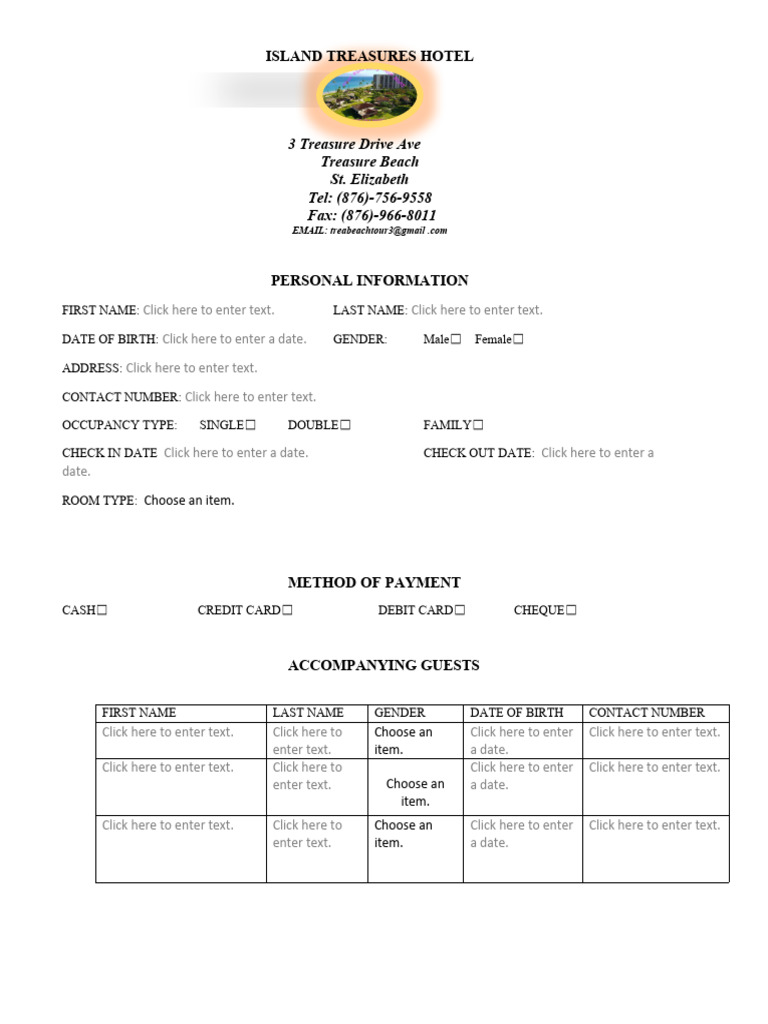 Reservation Form | PDF