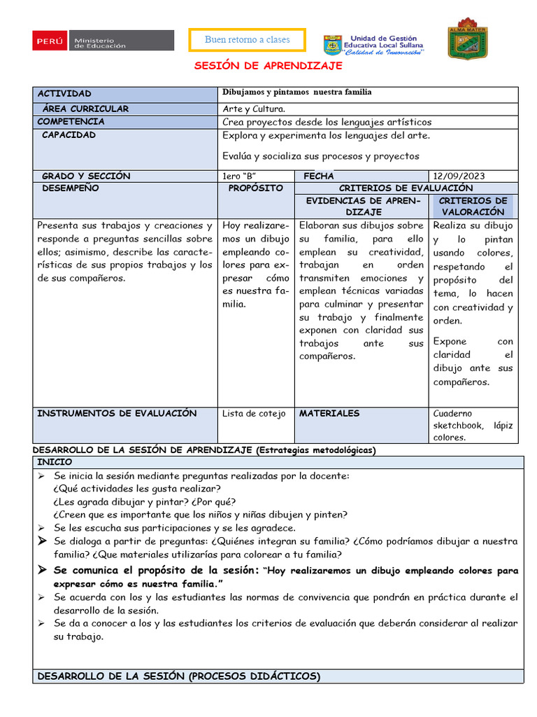Dibujamos y Pintamos Mi Famila | PDF | Evaluación | Dibujo