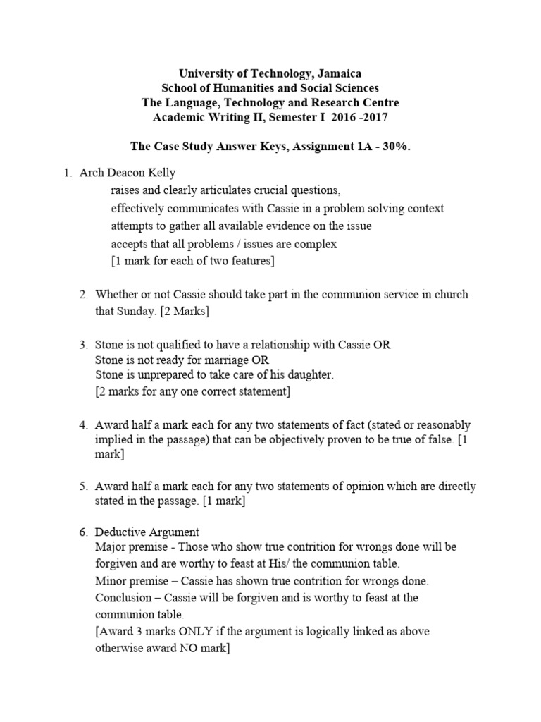 Answer Key - Cassie Archdeacon Kelly 1 | PDF | Argument | Cognition Answer Key - Cassie Archdeacon Kelly 1 | PDF | Argument | Cognition