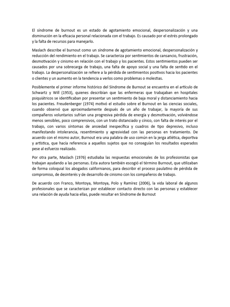 Sindrome Burnout | Descargar gratis PDF | Burnout ocupacional | Sicología Sindrome Burnout | Descargar gratis PDF | Burnout ocupacional | Sicología