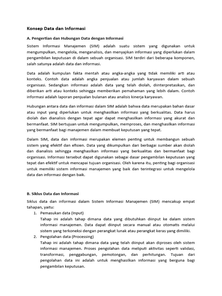 Materi Konsep Data Dan Informasi 2 | PDF