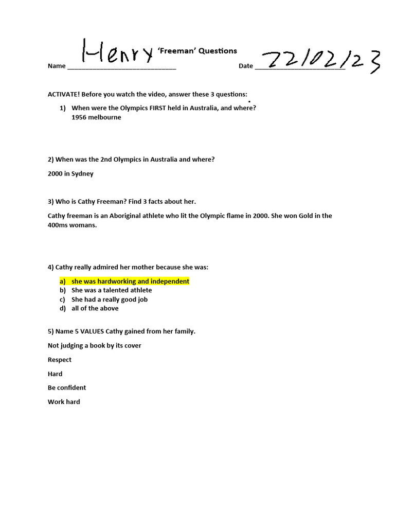 Freeman Documentary Questions | PDF