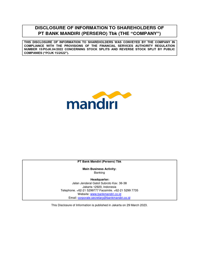 BMRI - Keterbukaan Informasi Terkait Aksi Korporasi - 31285967 - Lamp2 ...