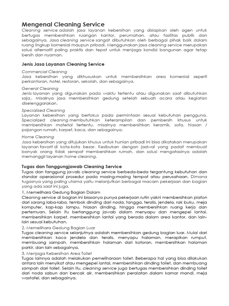 Tentang Cleaning Service | PDF