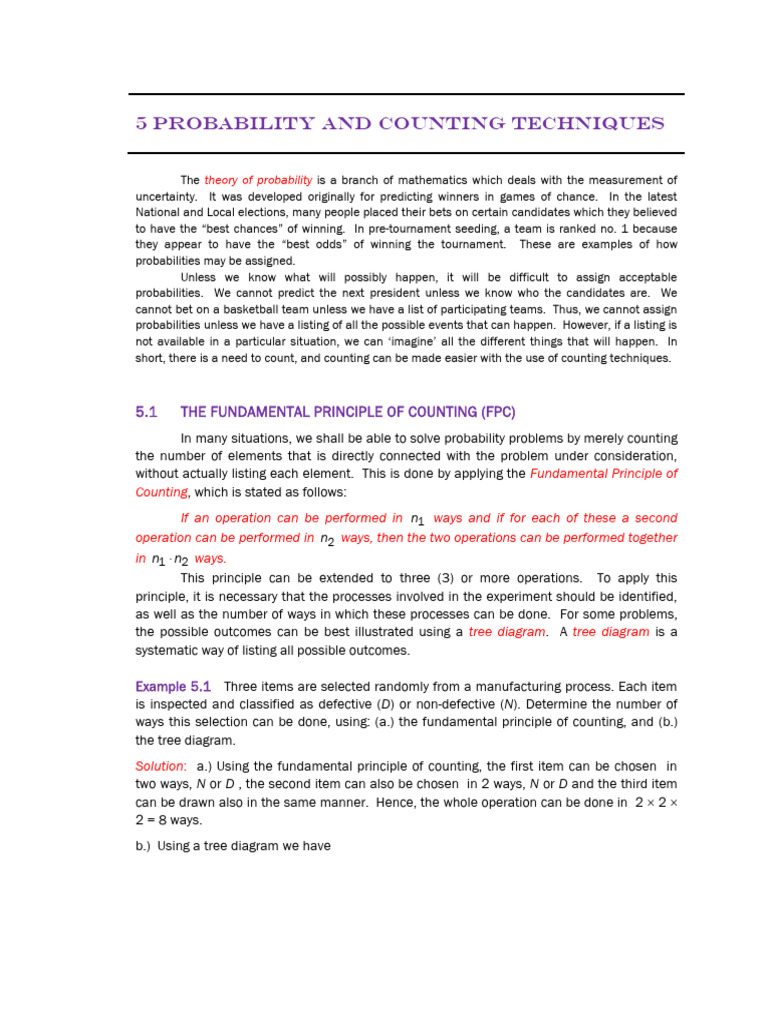 Chap5 Probability and Counting Techniques - Lecture | PDF | Probability ...