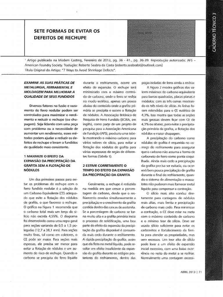 Sete Formas de Evitar Os Defeitos de Rechupe | PDF