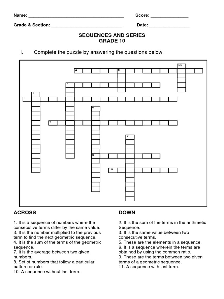 Activity Sheet - Sequences and Series For Grade 10 | PDF