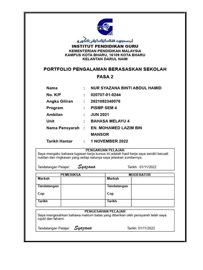 Portfolio PBS Fasa 2 Prasekolah | PDF | Karier & Perkembangan