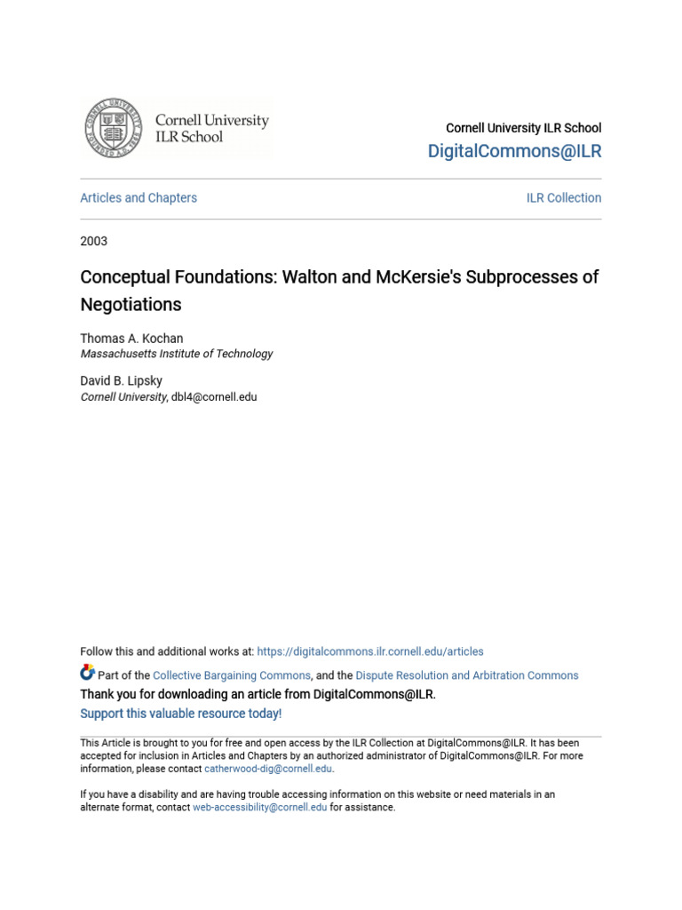 Kochan and Lipsky - Conceptual | PDF | Negotiation | Bargaining
