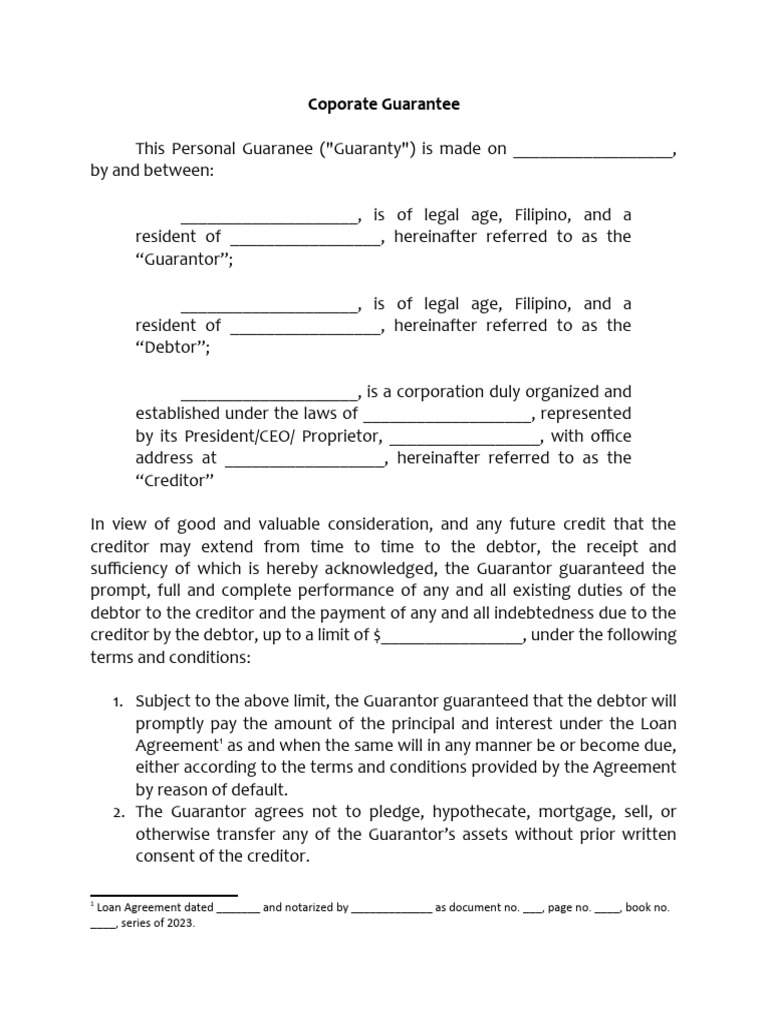 Corporate Guarantee | Download Free PDF | Guarantee | Surety