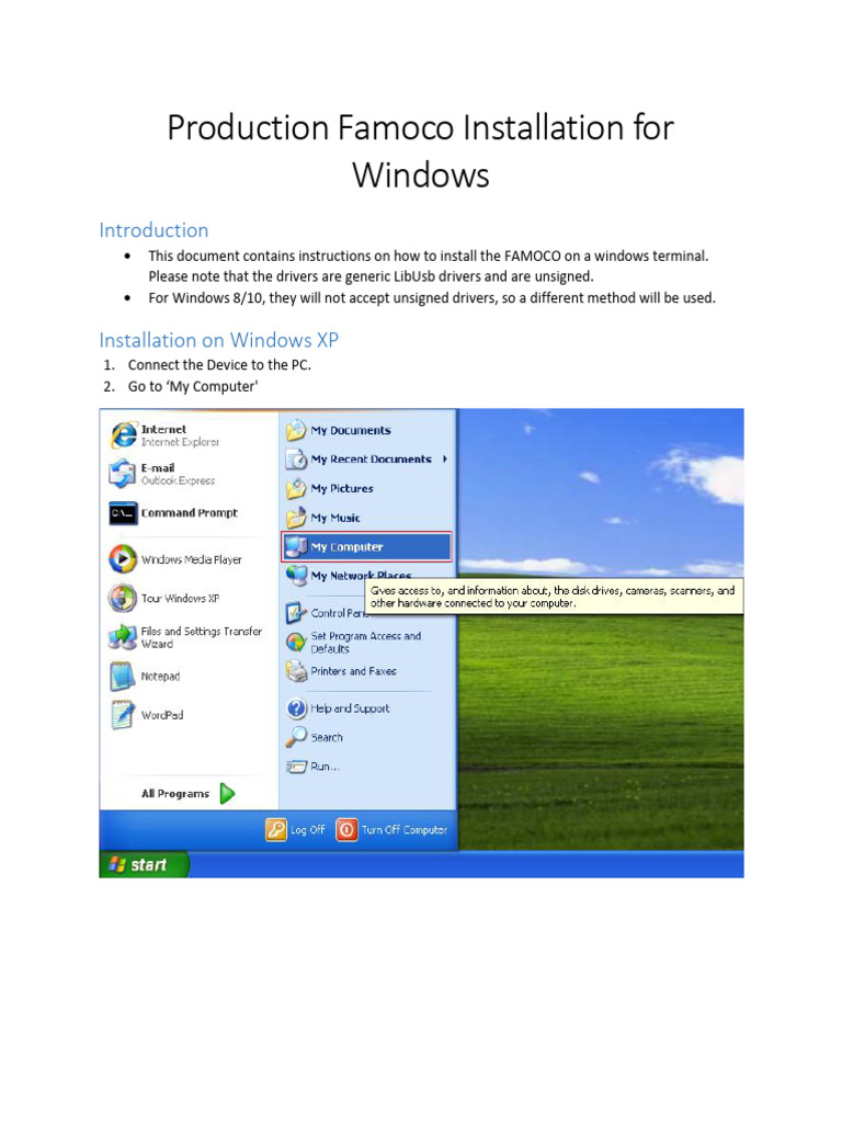 Famoco Windows Installation Guide | PDF | Device Driver | Usb