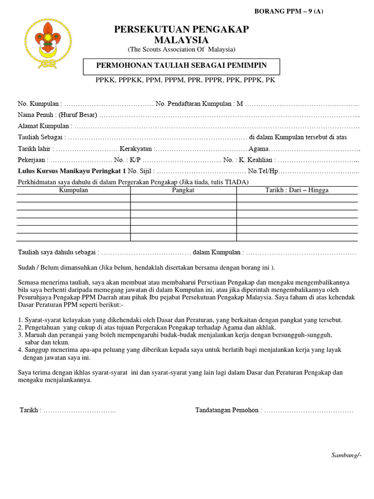 Borang-PPM-9-A-TAULIAH PEMIMPIN | PDF