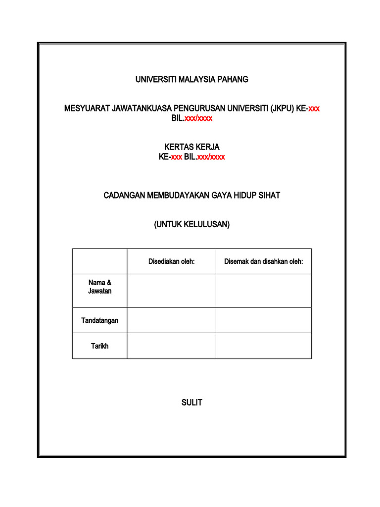 Format Kertas Kerja Mesyuarat | PDF