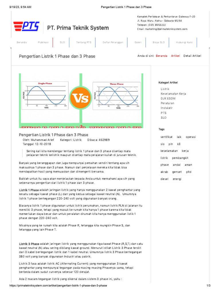 Pengertian Listrik 1 Phase Dan 3 Phase | PDF
