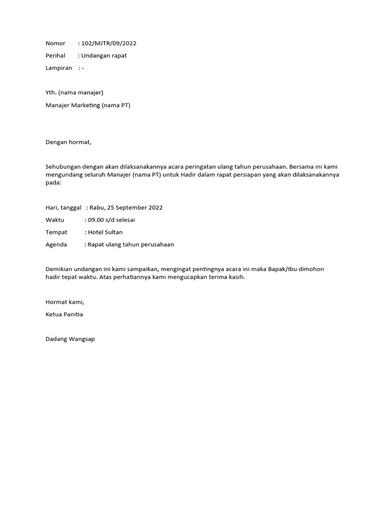 Contoh Surat Undangan - 140922 | PDF