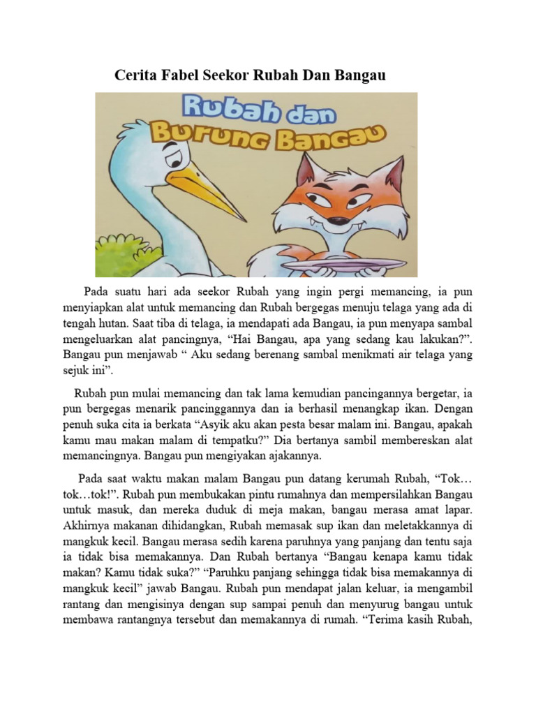 Cerita Fabel Seekor Rubah Dan Bangau Pdf