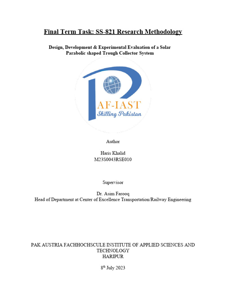 Research Methodology Final Term Task | PDF | Solar Energy | Heat Transfer