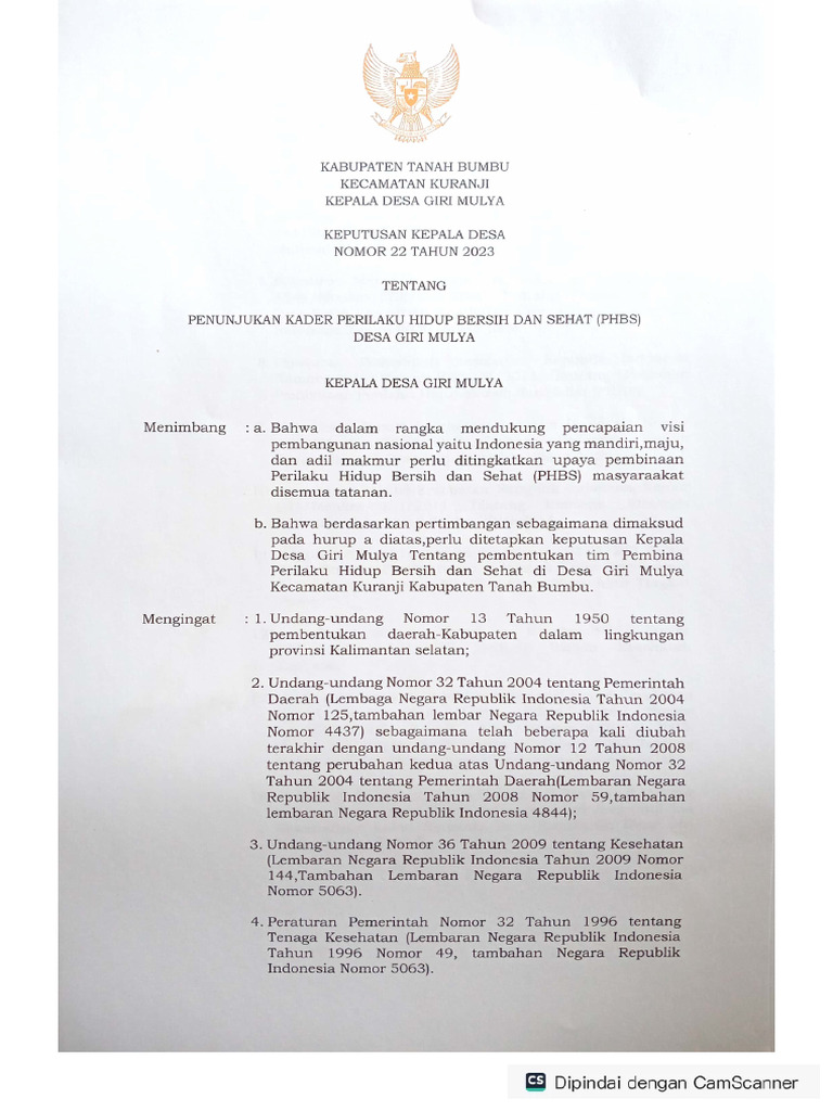 SK PHBS Desa Giri Mulya 2023 | PDF