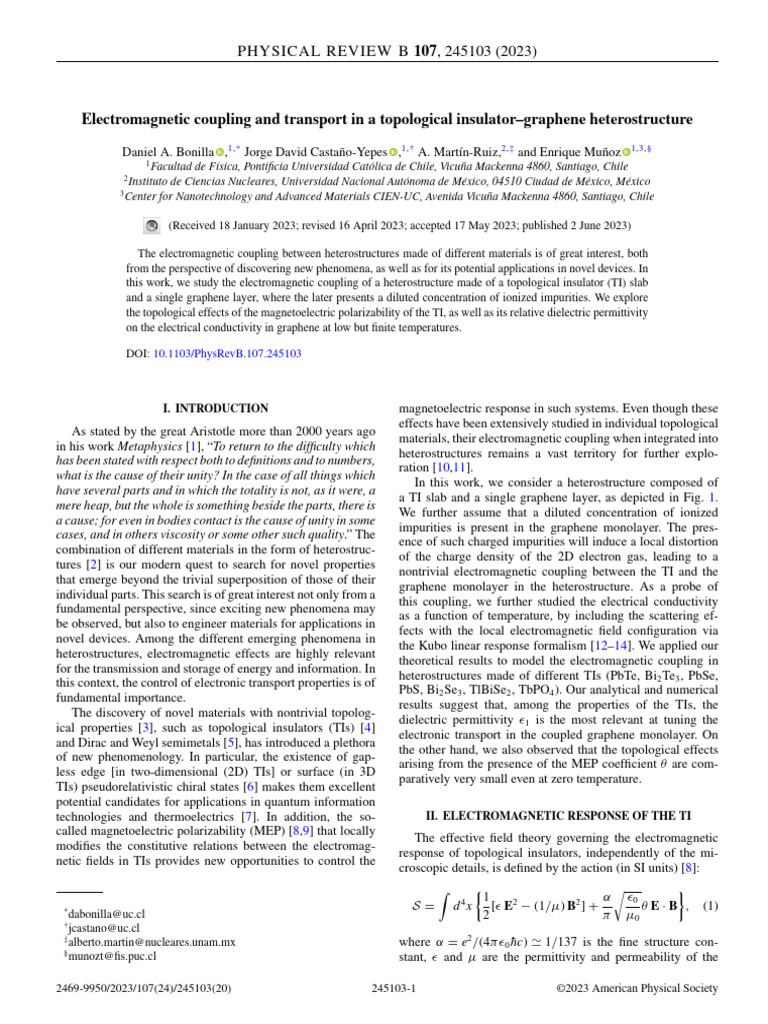 Electromagnetic Coupling and Transport in A Topological Insulator-Graphene Hetero-Structure ...