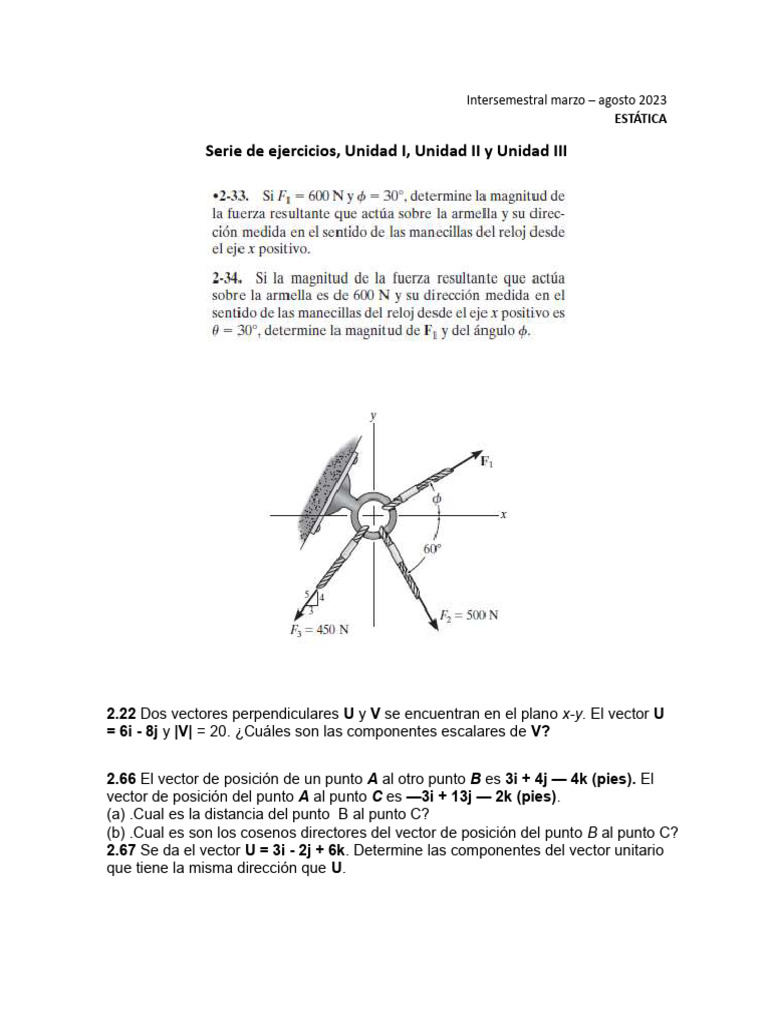 Serie de Ejercicios Estatica 1.1 | PDF