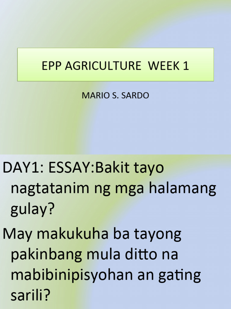 Epp Agri Paghahalaman at Paghahayupan | PDF
