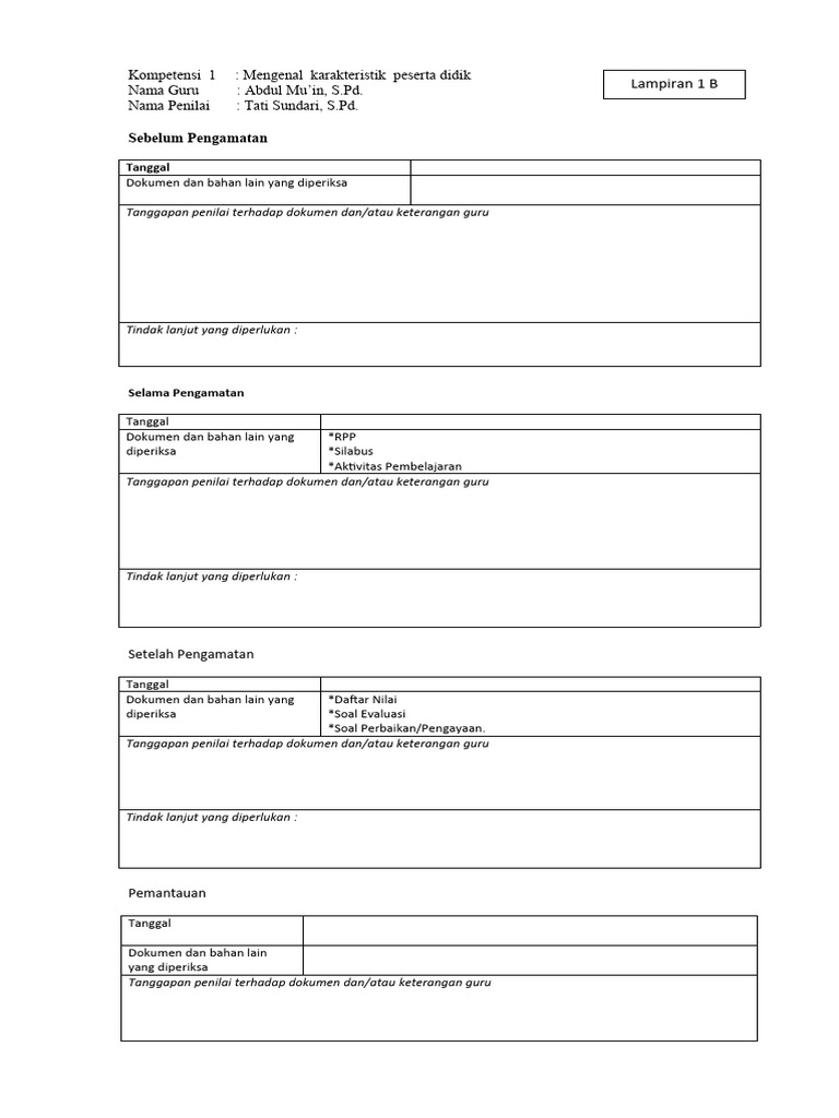 Format Pemantauan PKG | PDF