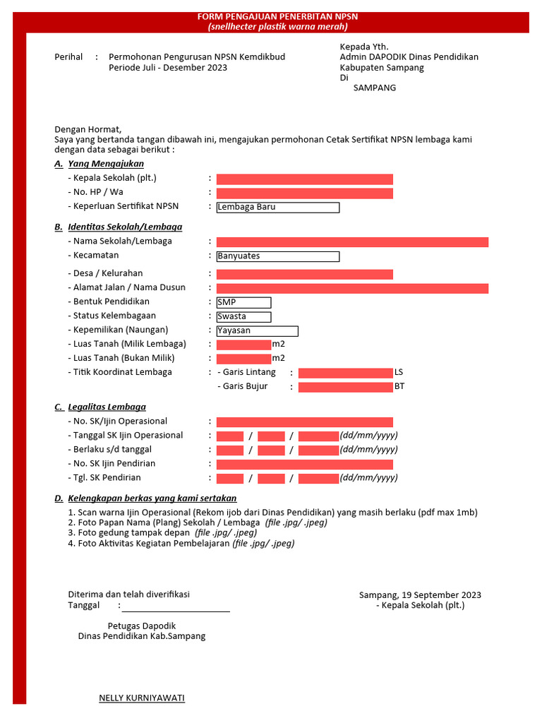 Form NPSN 2024 1 | PDF | Karier & Perkembangan