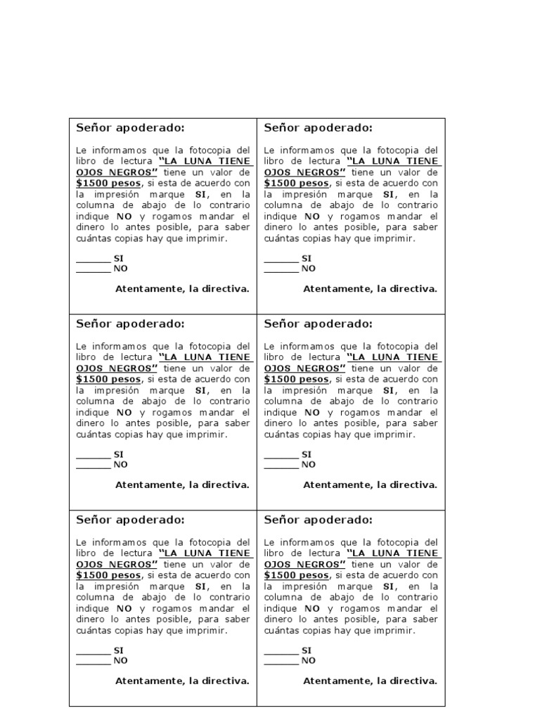 Ejemplo de una comunicacion de apoderado.