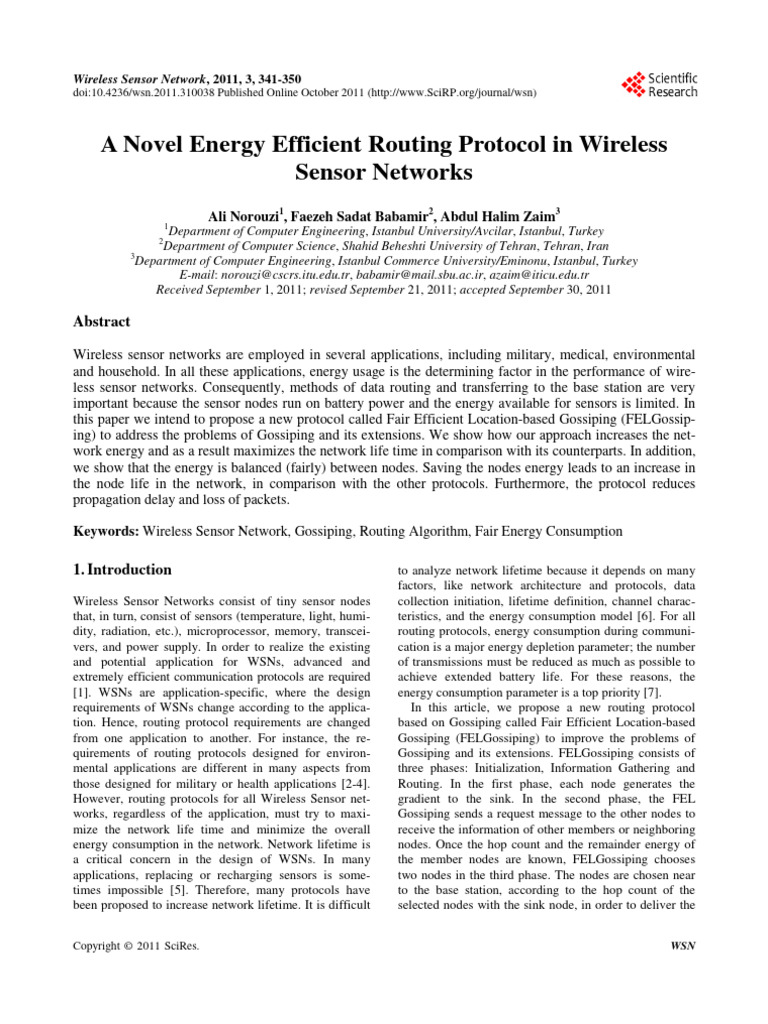 A Novel Energy Efficient Routing Protoco | PDF | Routing | Wireless Sensor Network
