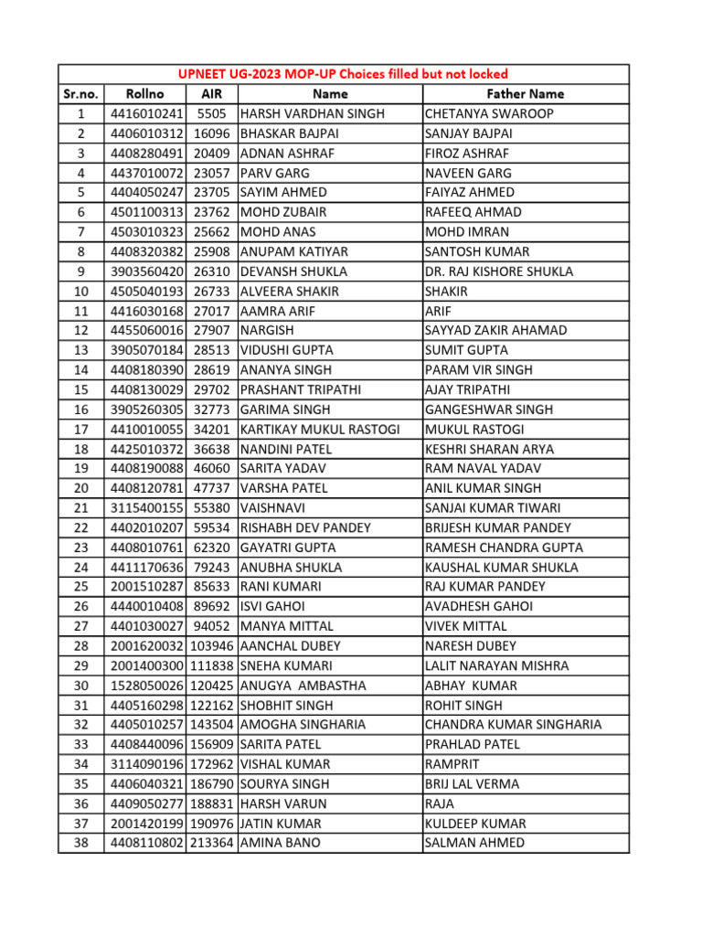 UG2023 Mop-Up Not Lock Choice | PDF