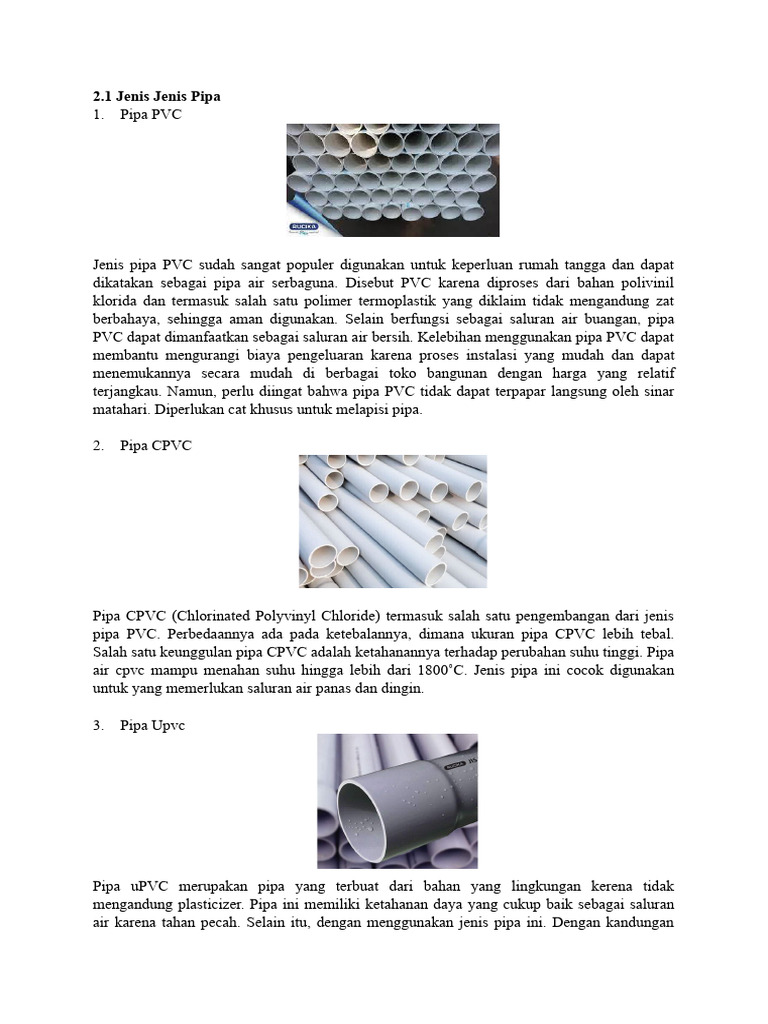 Jenis-Jenis Pipa dan Fungsinya | PDF