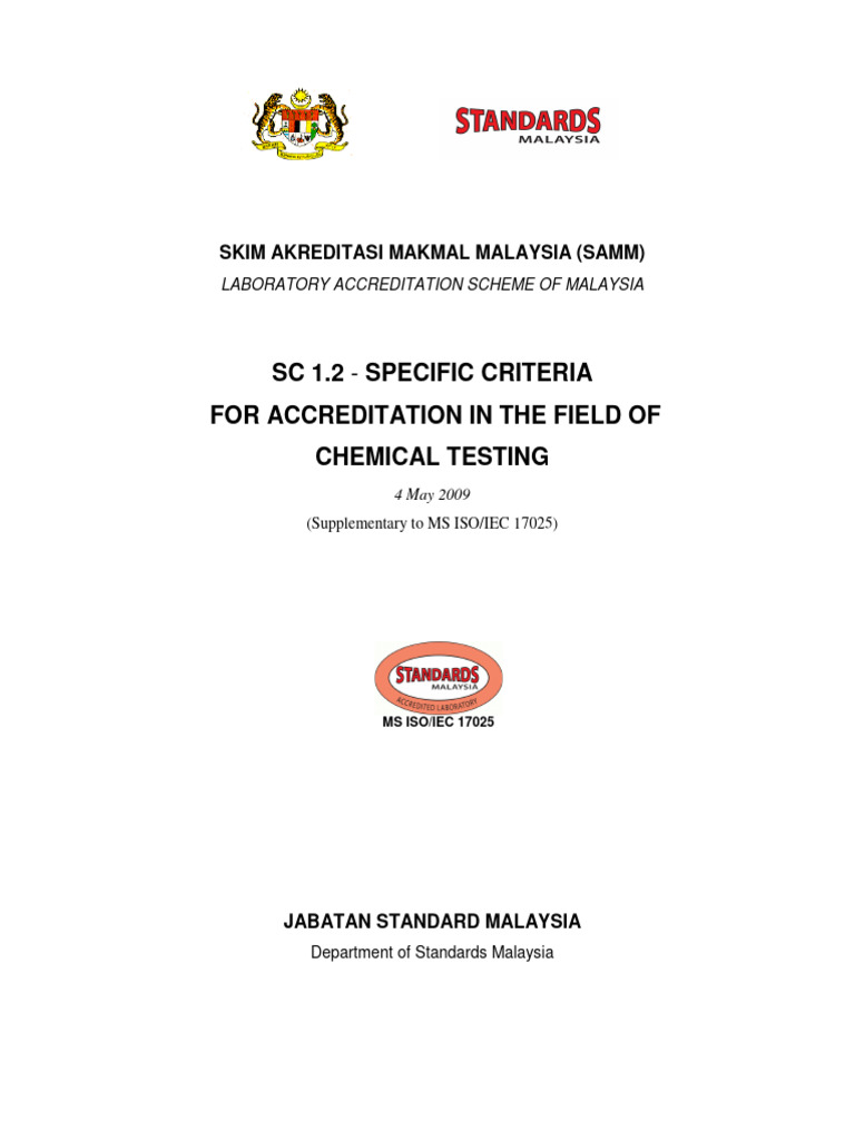 SC 1.2 - Specific Criteria For Accreditation in The Field of Chemical ...
