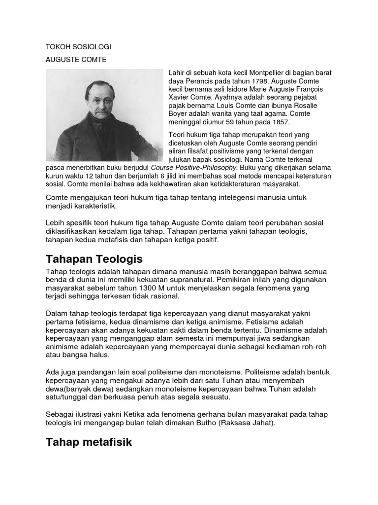 Teori Tiga Tahap Auguste Comte | PDF | Filsafat
