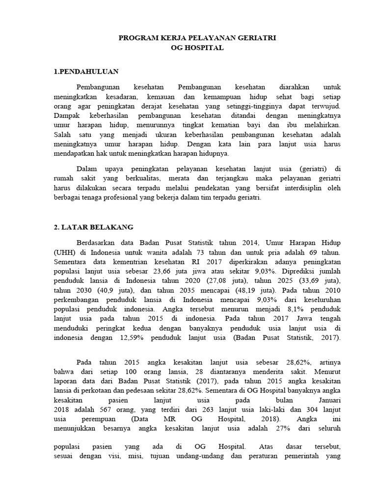 Program Kerja Pelayanan Geriatri | PDF | Kesehatan Holistik | Sains & Matematika