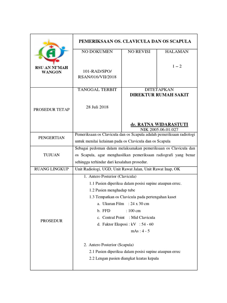 No. 16 - Spo Pemeriksaan Os Clavicula Dan Os Scapula | PDF